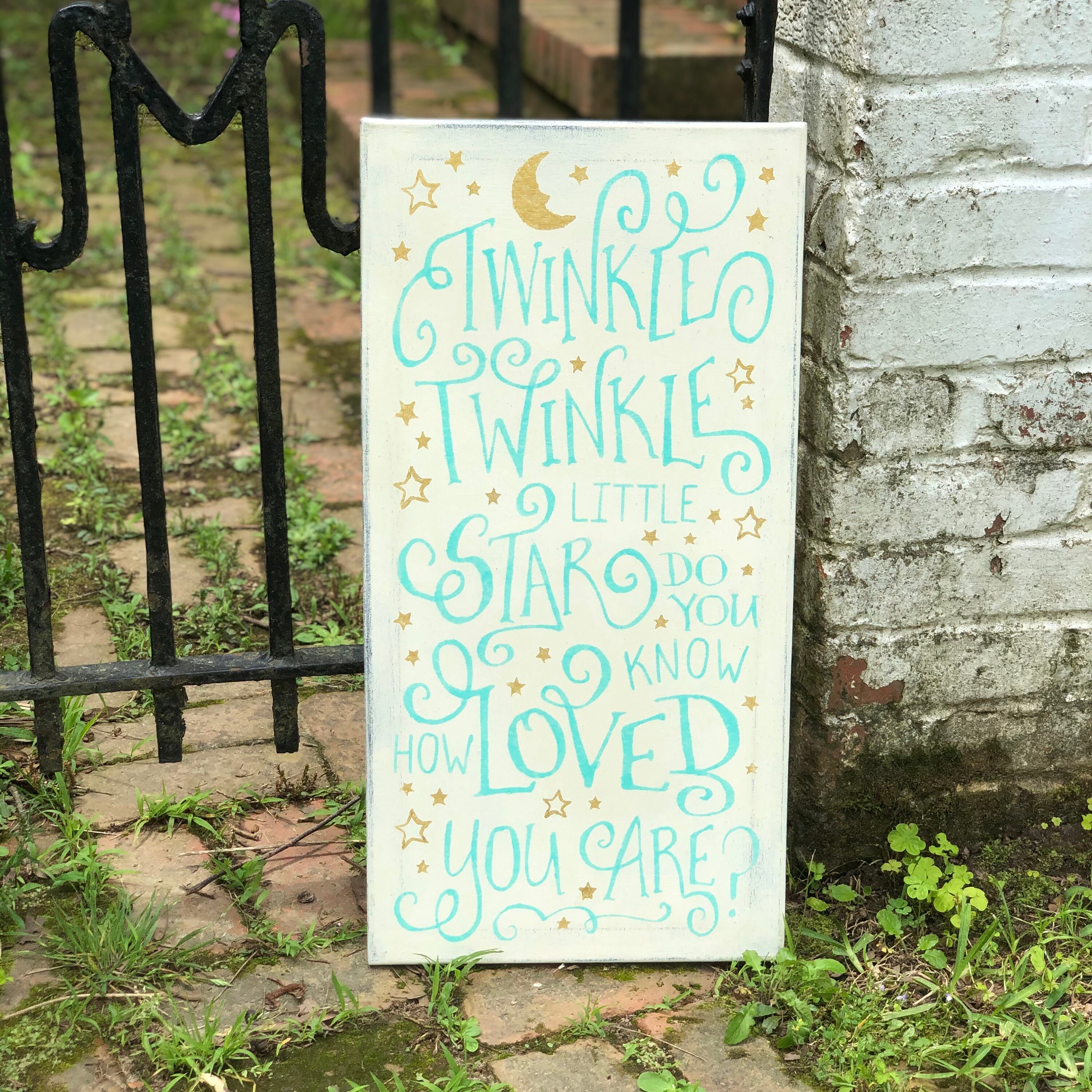 Twinkle Twinkle Little Star Sign: Hand Painted Canvas Children’s Art ...