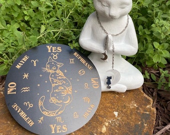 Black and White Cat Pendulum Board Black and White Cat Divination Board ...