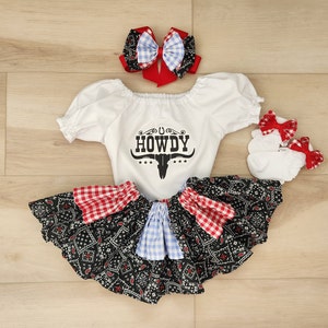 Toddler Cowgirl Outfit, Infant Western Wear, Toddler Western Skirt, Bandana Outfit, Western ...