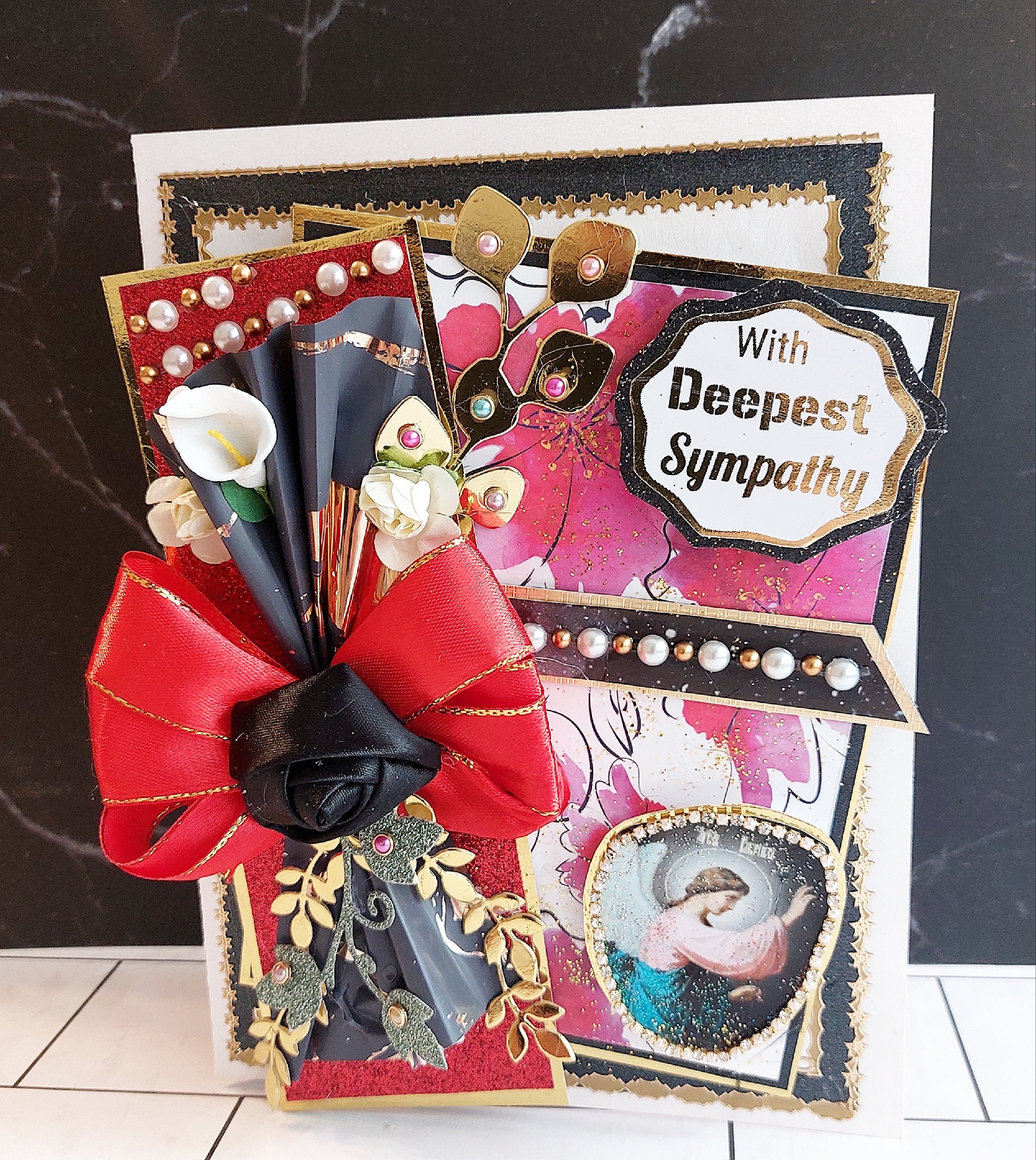 Angel Design, 'with Deepest Sympathy' Card. Luxury Sorrow Card With ...