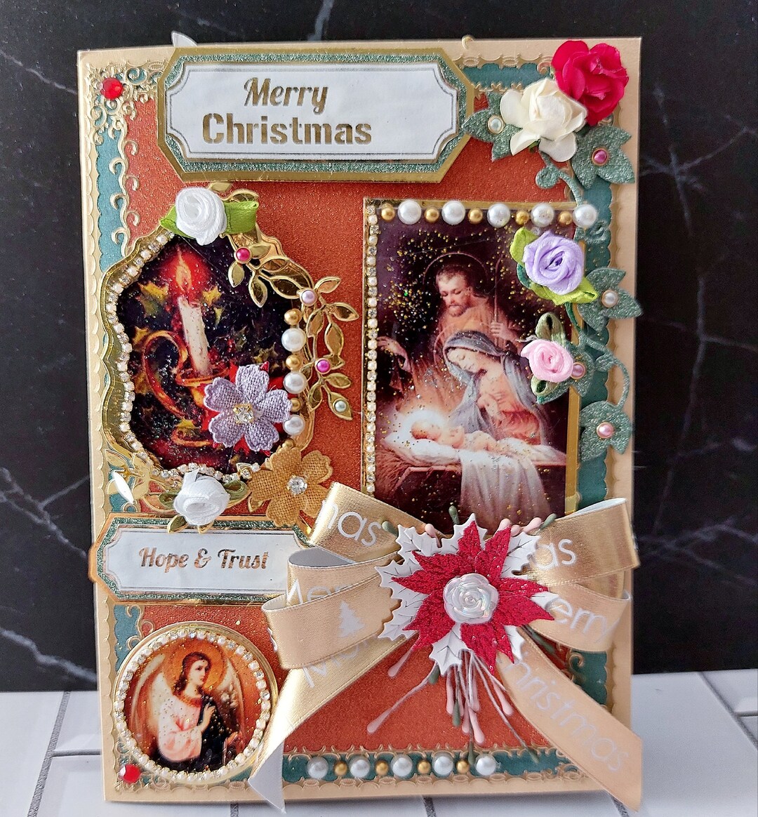 Personalized, the Holy Family Card. Luxury Card With Merry Christmas ...