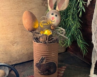 Primitive Bunny Rabbit Lantern Grubby Eggs Rusty Carrots Can Grubby ...