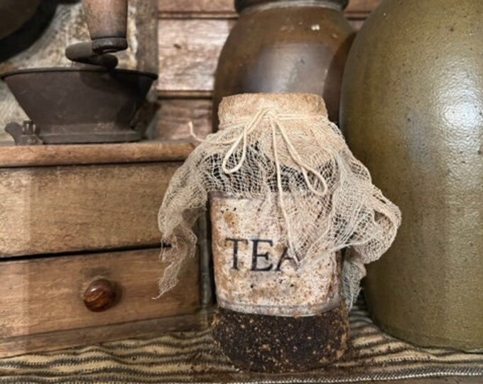 Primitive Pantry Jar Grubby TEA Homestead Cupboard Tuck Early Look ...