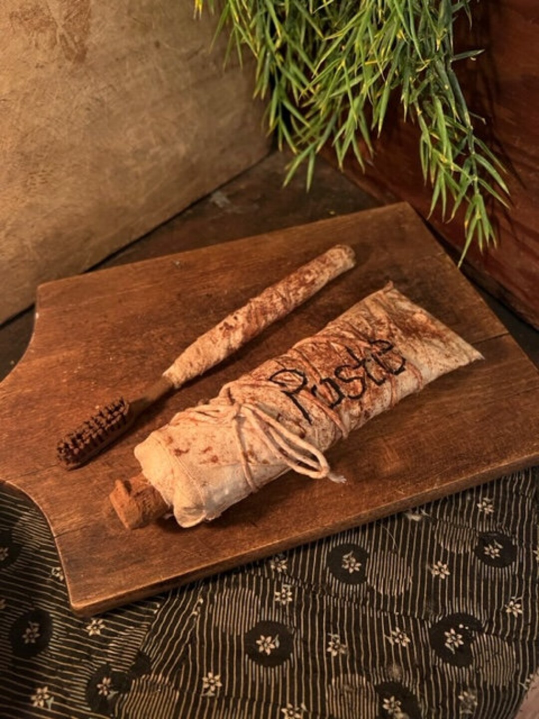 Primitive Grubby Toothbrush and Tooth Paste Homestead Cupboard Tuck ...
