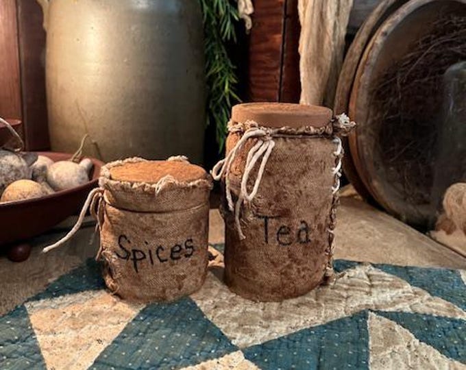 Primitive Pantry Jars Grubby Spices & TEA Homestead Cupboard Tuck Early ...