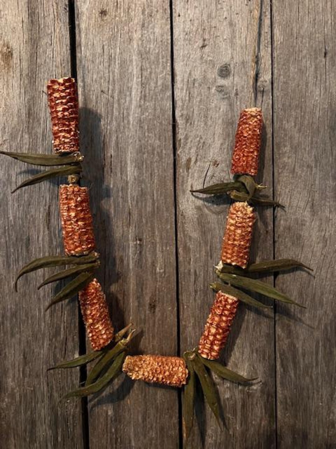 Primitive Grubby Dried Corn Cobs Dried Okra Garland Early Look Bowl ...