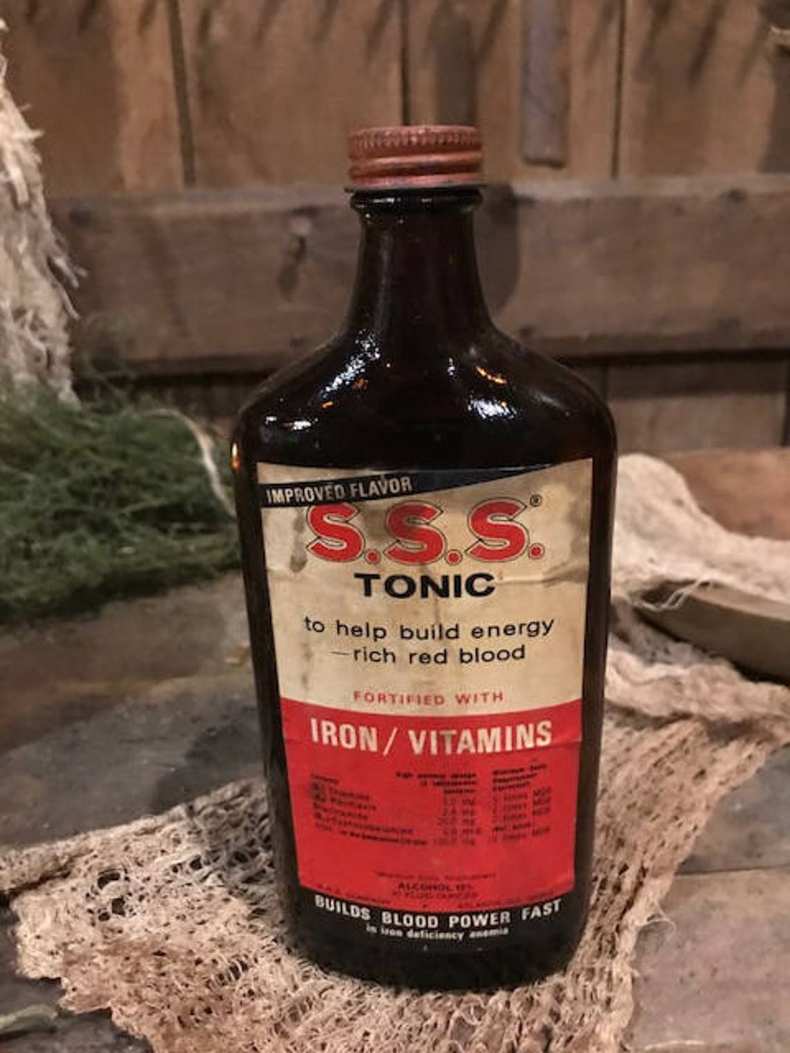 Old Primitive SSS Tonic Bottle Amber Glass Vintage 1960 | Etsy