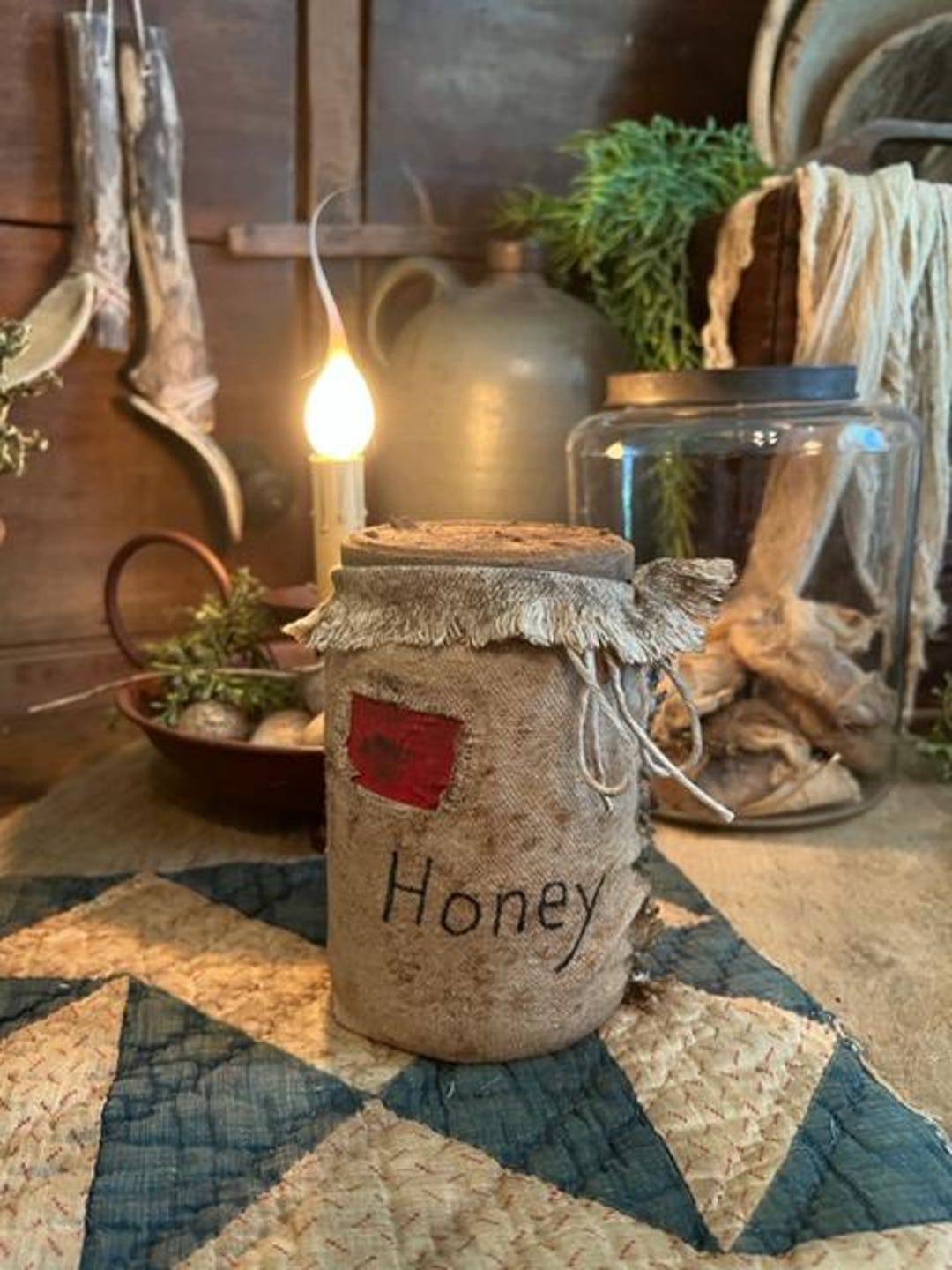 Primitive Pantry Jar Grubby Honey Homestead Cupboard Tuck Early Look ...