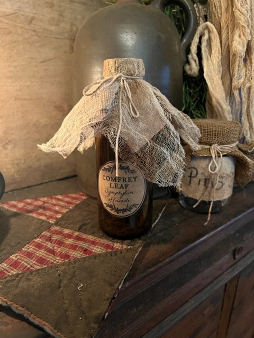 Primitive Pantry Jar Amber Glass Homestead Cupboard Tuck Early Look ...