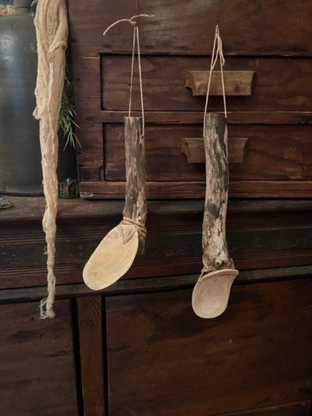 Primitive Gourd Spoons Make Do Early Look Grubby Homestead Fall Peg ...