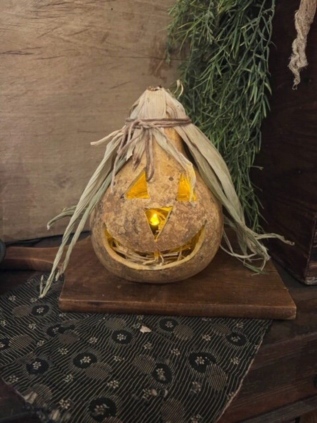 Primitive Gourd Scarecrow Fall Lantern Early Look Homestead Bowl Filler ...