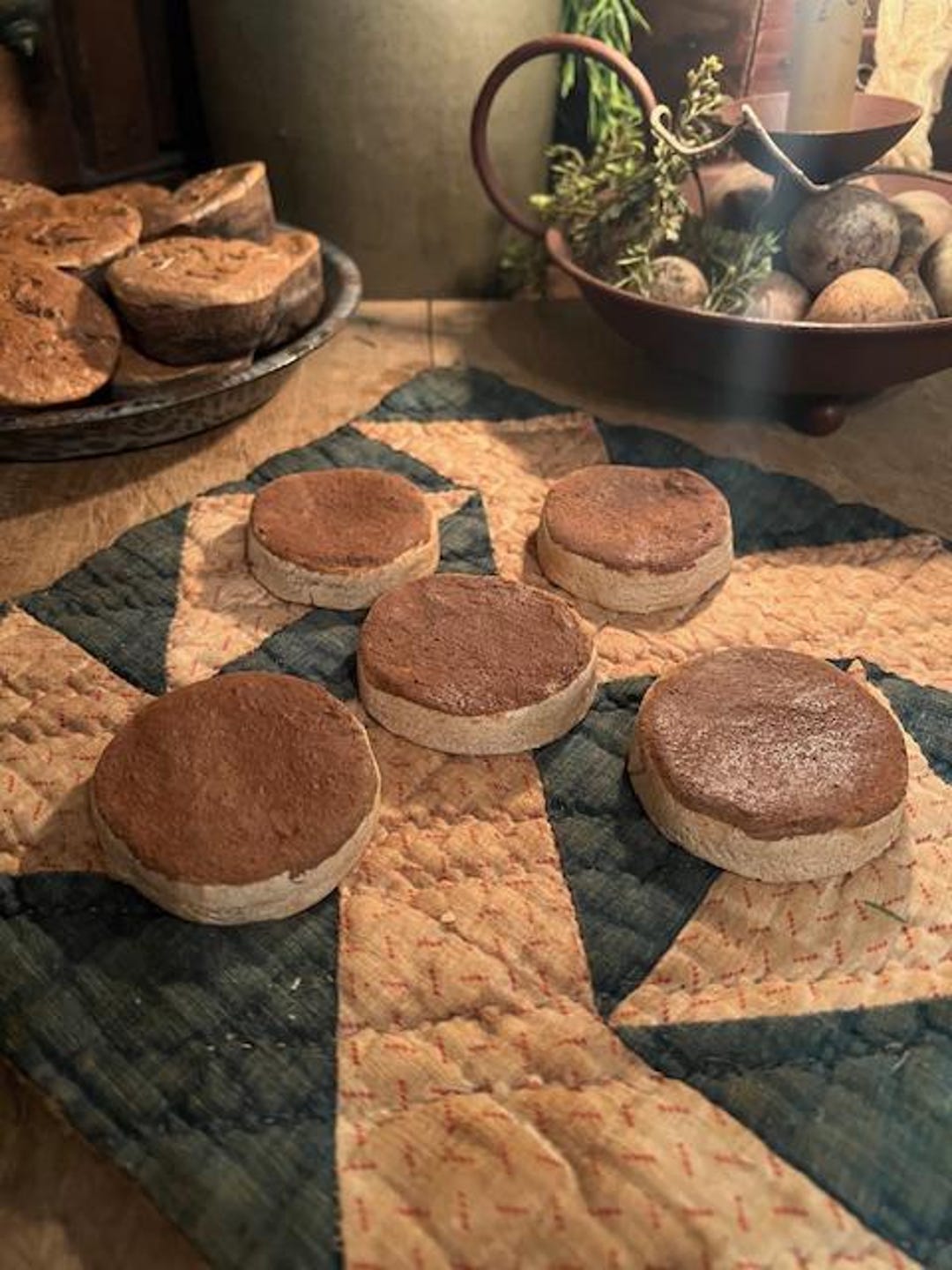 Primitive Pantry Biscuits FIVE Grubby Bowl Filler Farmhouse Early Look ...