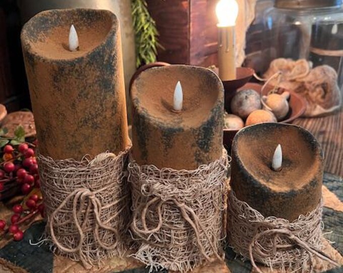 Primitive Grubby TIMER Candles Real Flame Look Candle Early Look Set of ...