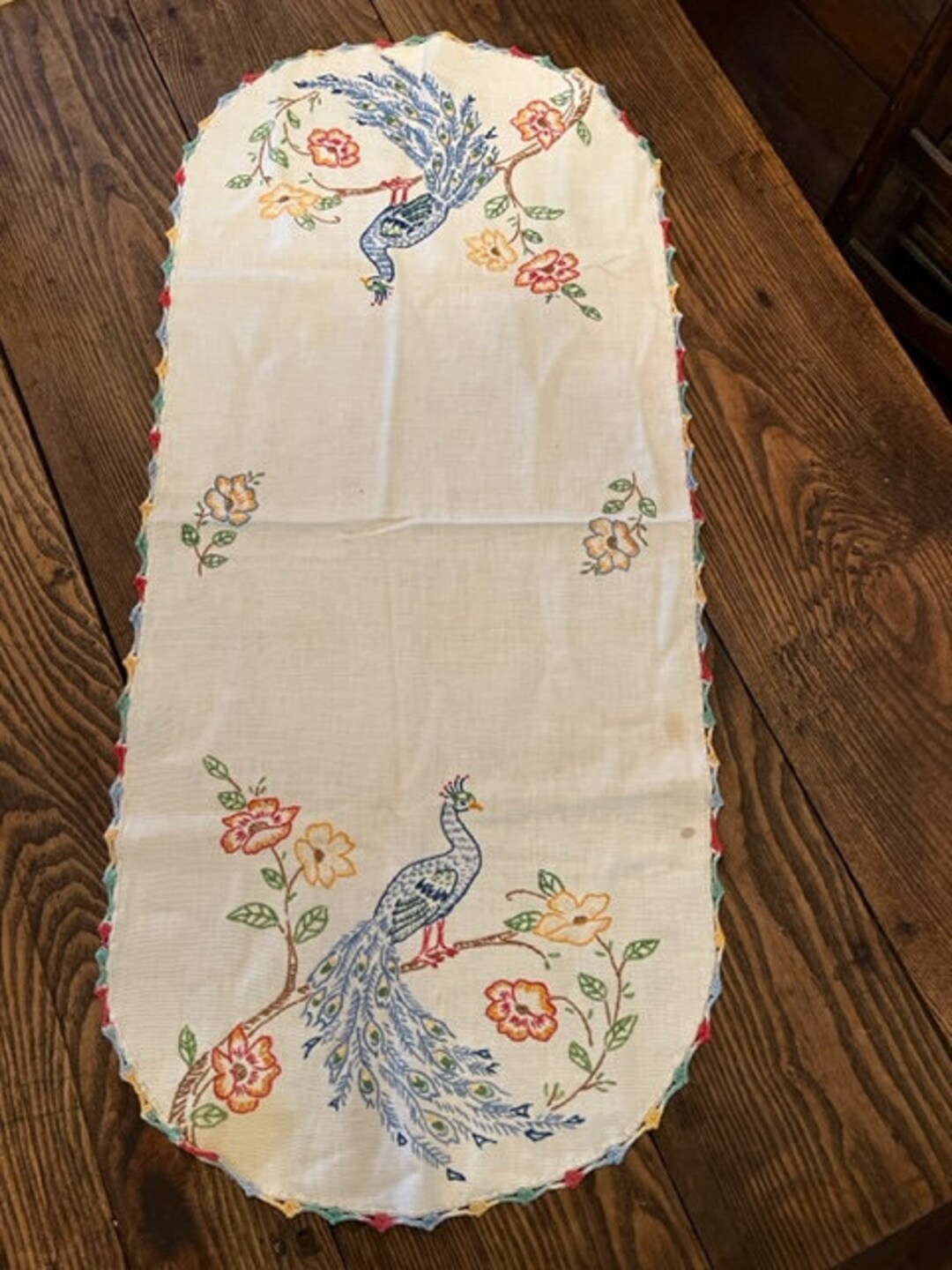 Primitive Old GRUBBY RUNNER Doily Candle Mat Country Homestead Bowl ...