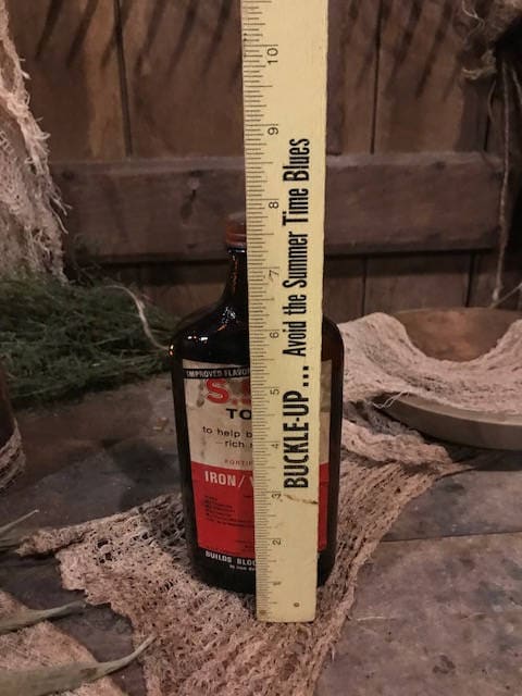 Old Primitive SSS Tonic Bottle Amber Glass Vintage 1960 Original Red ...
