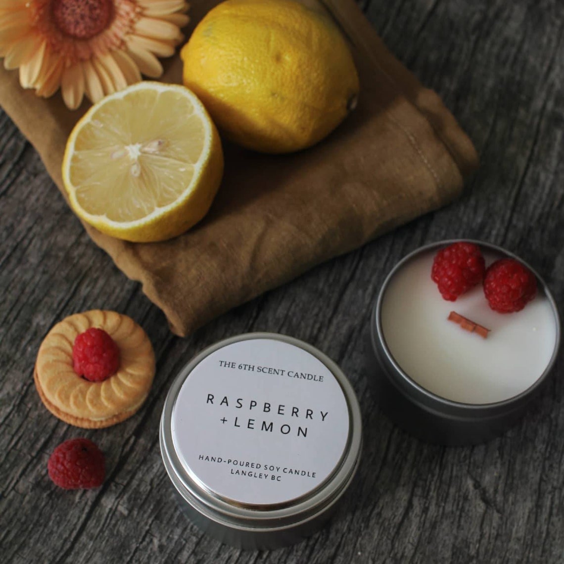 Raspberry Lemon Scented Candle Citrus Candle Scented Soy - Etsy