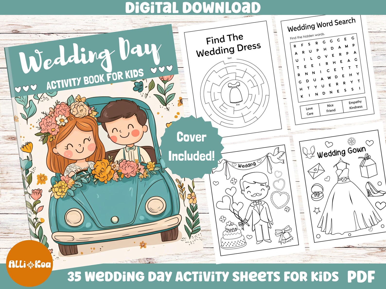 Kids Wedding Activity Pack L Wedding Coloring Book L Wedding Activity ...