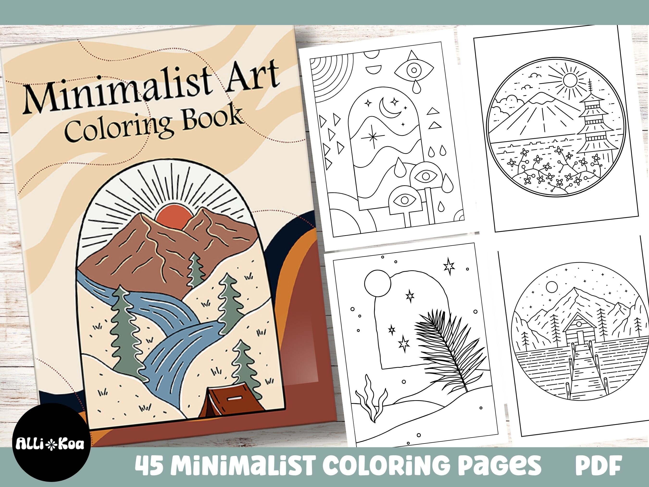 Minimal Coloring Pages: 45 Boho Bold Easy Coloring Designs (printable ...