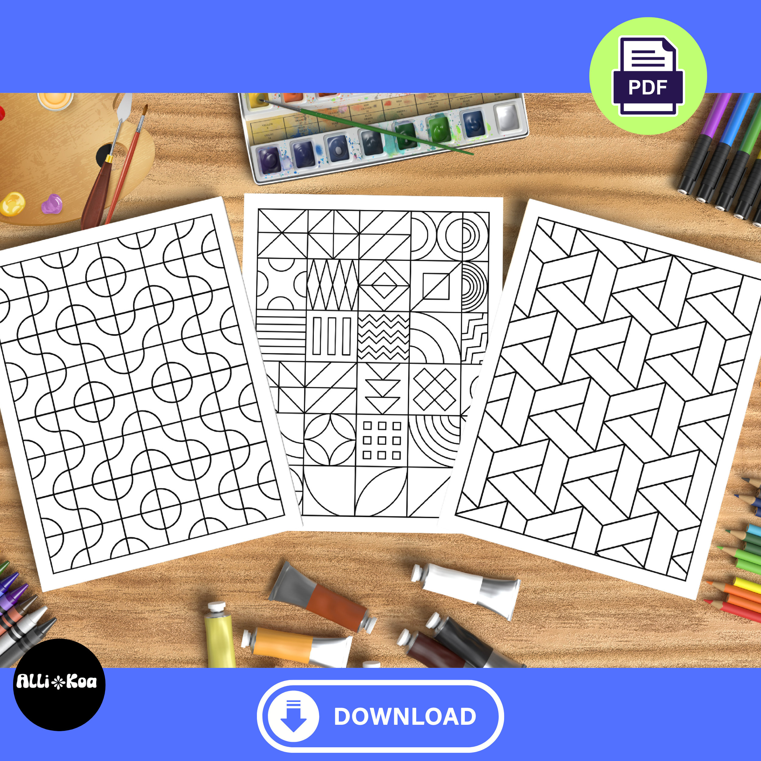 Mindful Patterns Adult Coloring Book, 50 Bold and Easy Coloring Pages ...