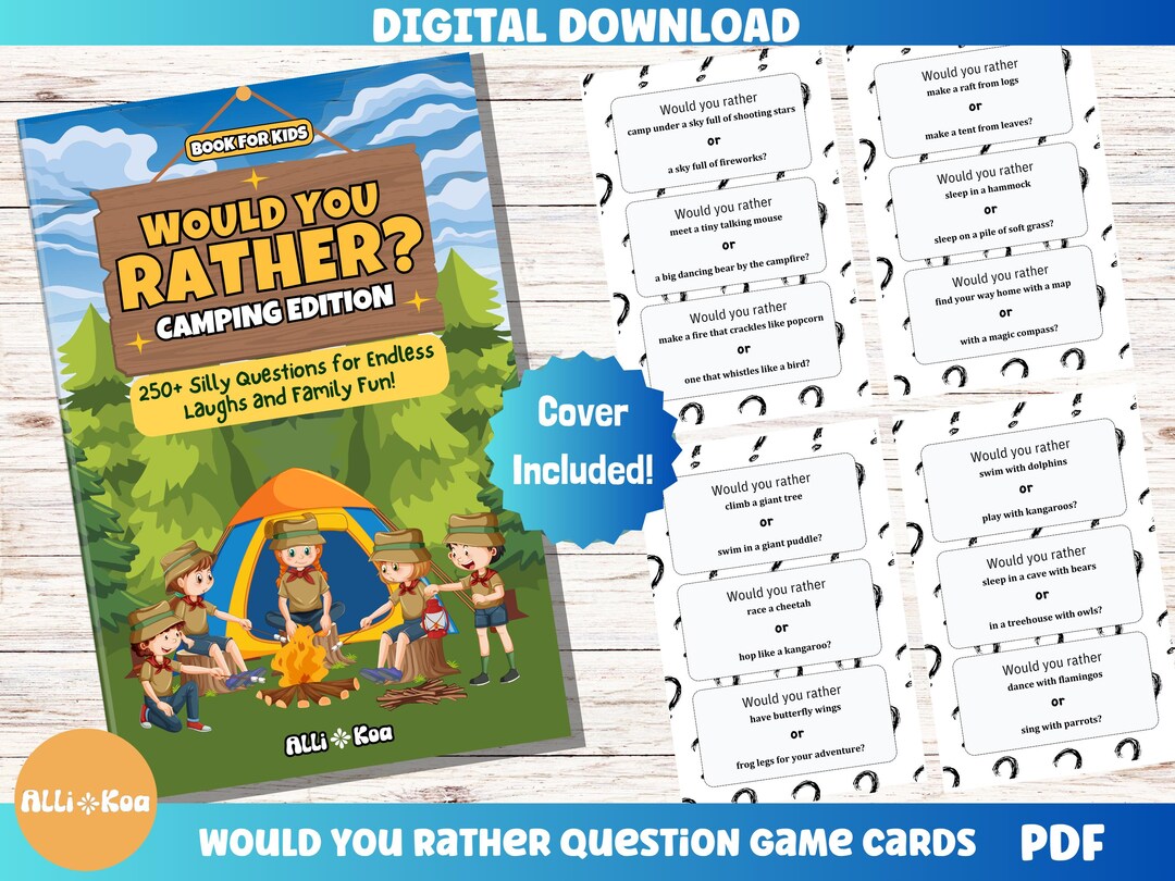 Would You Rather Question Game Cards, Camping Edition, Family Friendly ...