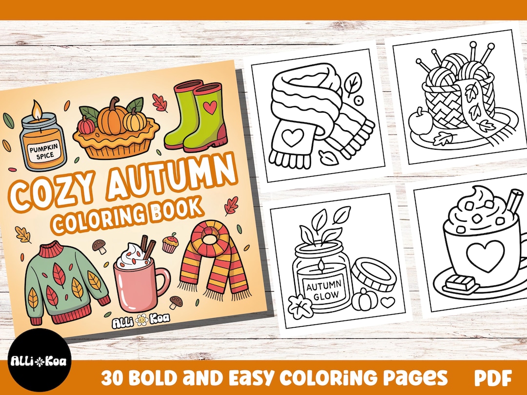 Cozy Coloring Fall Pages: 30 Autumn Printables (PDF Download) - Etsy