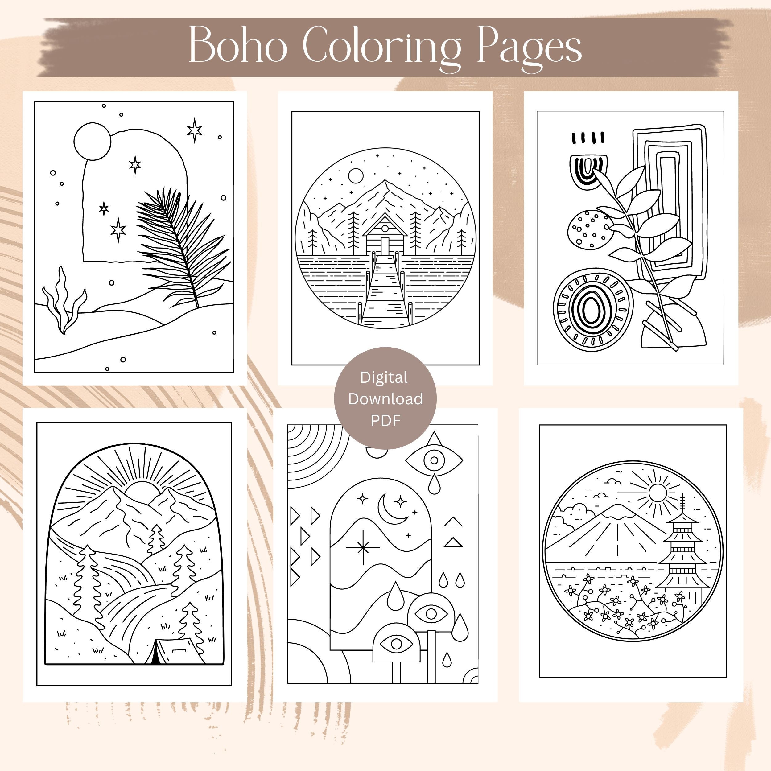 Minimalist Coloring 45 Boho Bold and Easy Coloring Pages for Adults ...