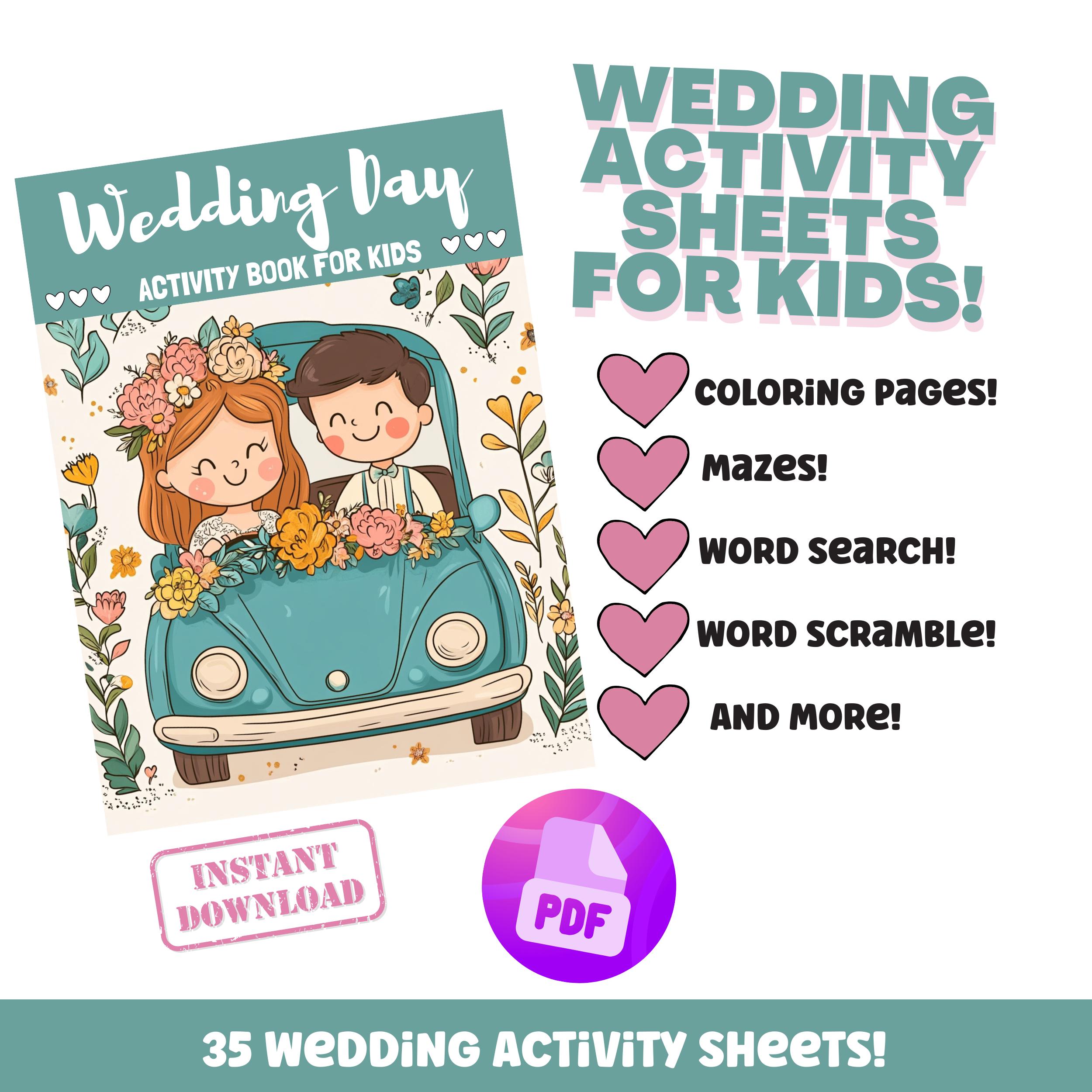 Kids Wedding Activity Pack L Wedding Coloring Book L Wedding Activity ...
