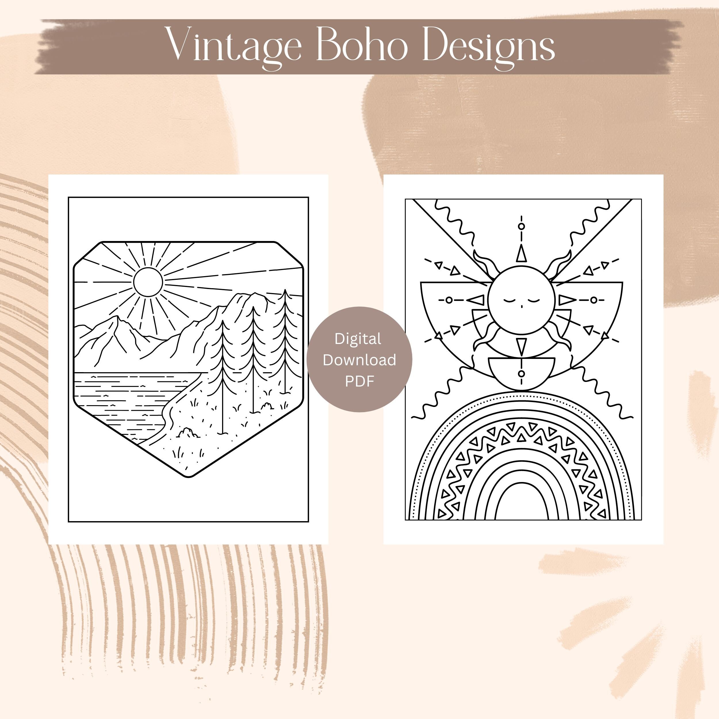 Minimalist Coloring| 45 Boho Bold and Easy Coloring Pages for Adults ...