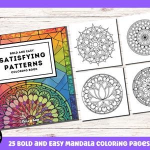 Mandala Coloring Book: 25 Bold and Easy Pages (PDF) - Etsy
