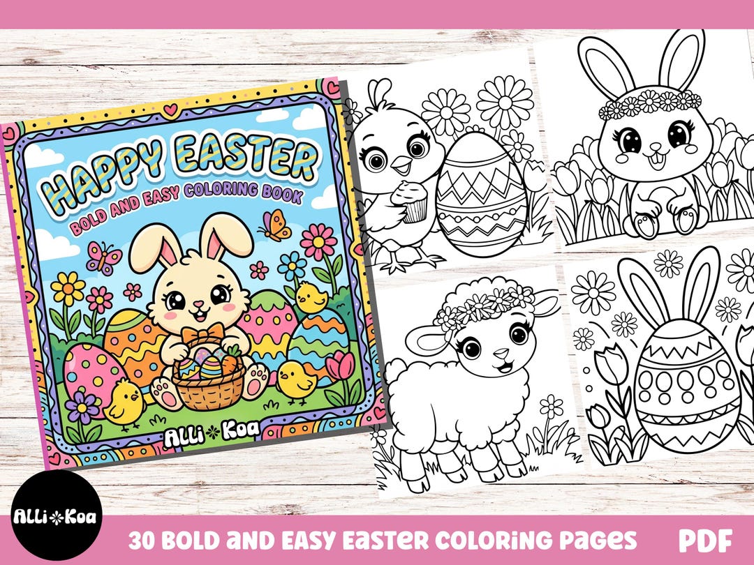 Happy Easter Coloring Book: Gift- for Easter L 30 Bold & Easy Pages ...