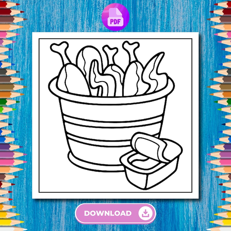 Easy Food Coloring Pages for Kids and Adults, 50 Bold and Easy Coloring ...
