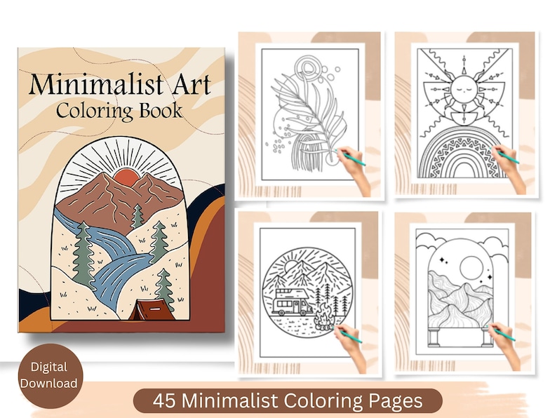 Minimalist Coloring 45 Boho Bold and Easy Coloring Pages for Adults ...