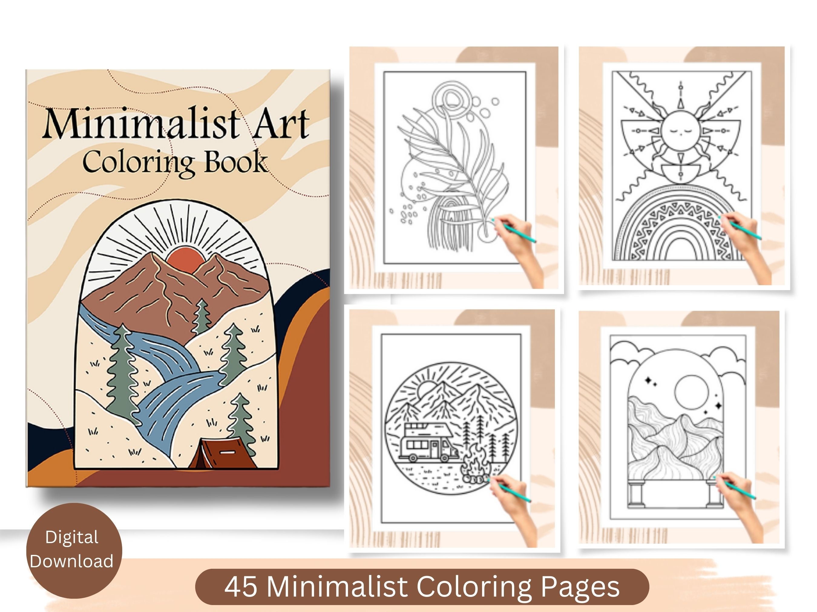 Minimalist Coloring| 45 Boho Bold and Easy Coloring Pages for Adults ...