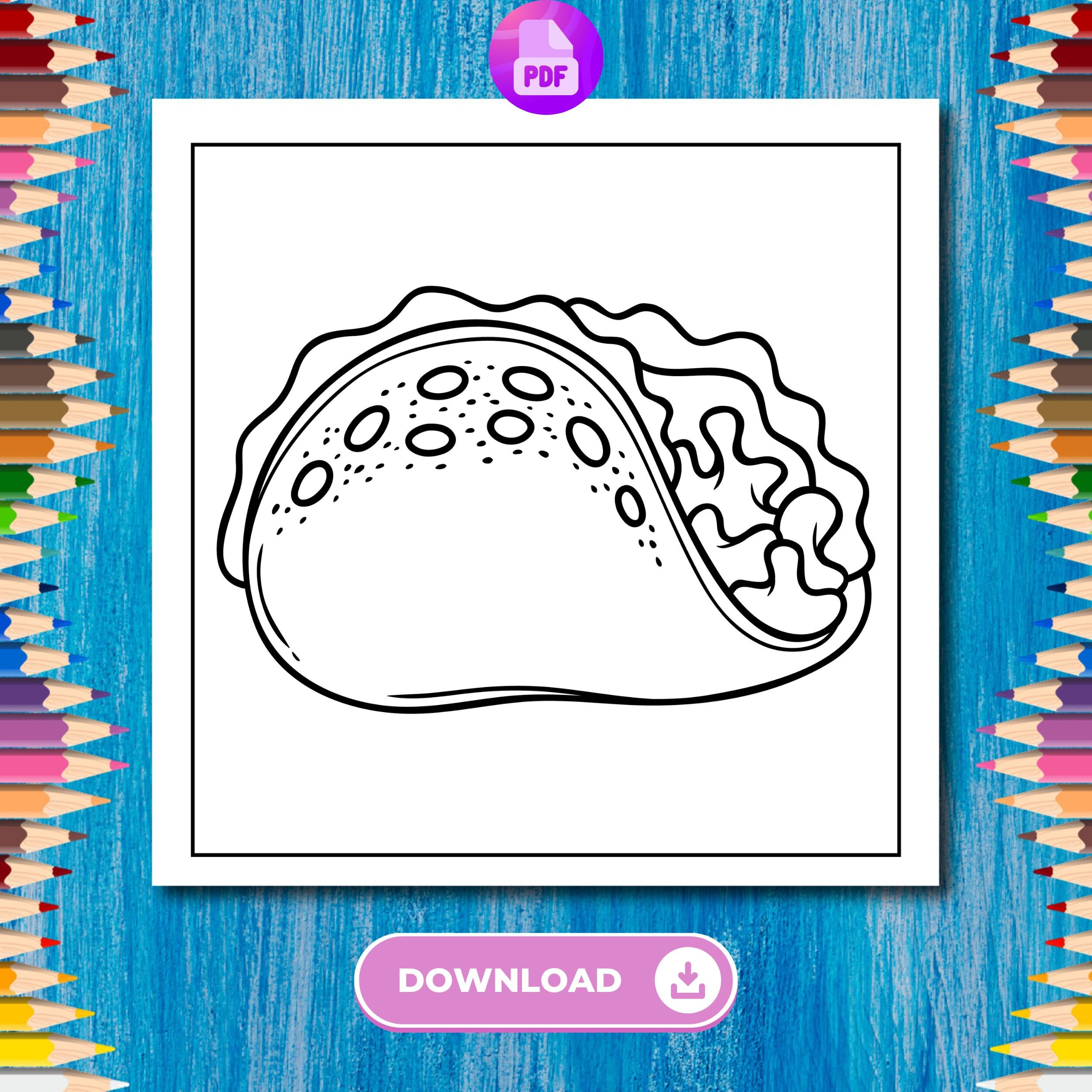 Easy Food Coloring Pages for Kids and Adults, 50 Bold and Easy Coloring ...
