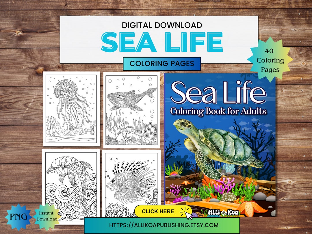Sea Life Coloring Book for Adults 40 Printable Sea Life - Etsy