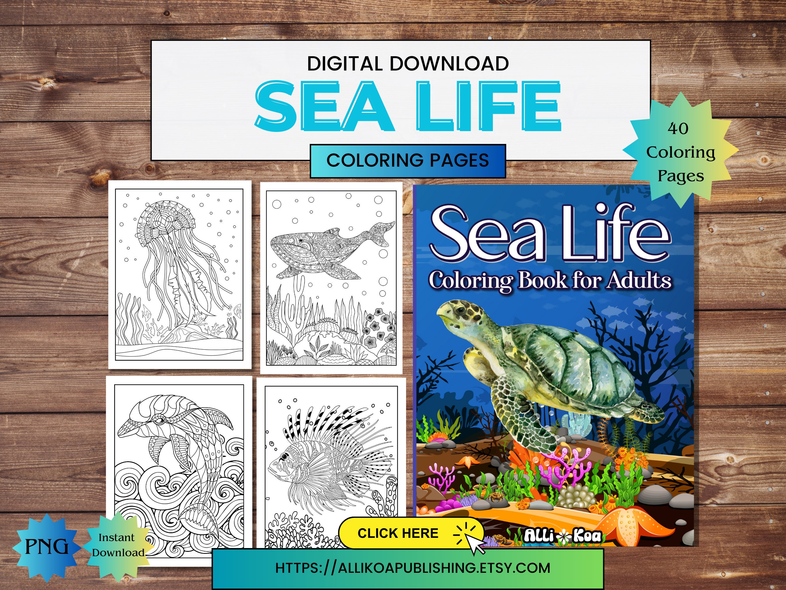 Sea Life Coloring Book for Adults| 40 Printable Sea Life Coloring Pages ...