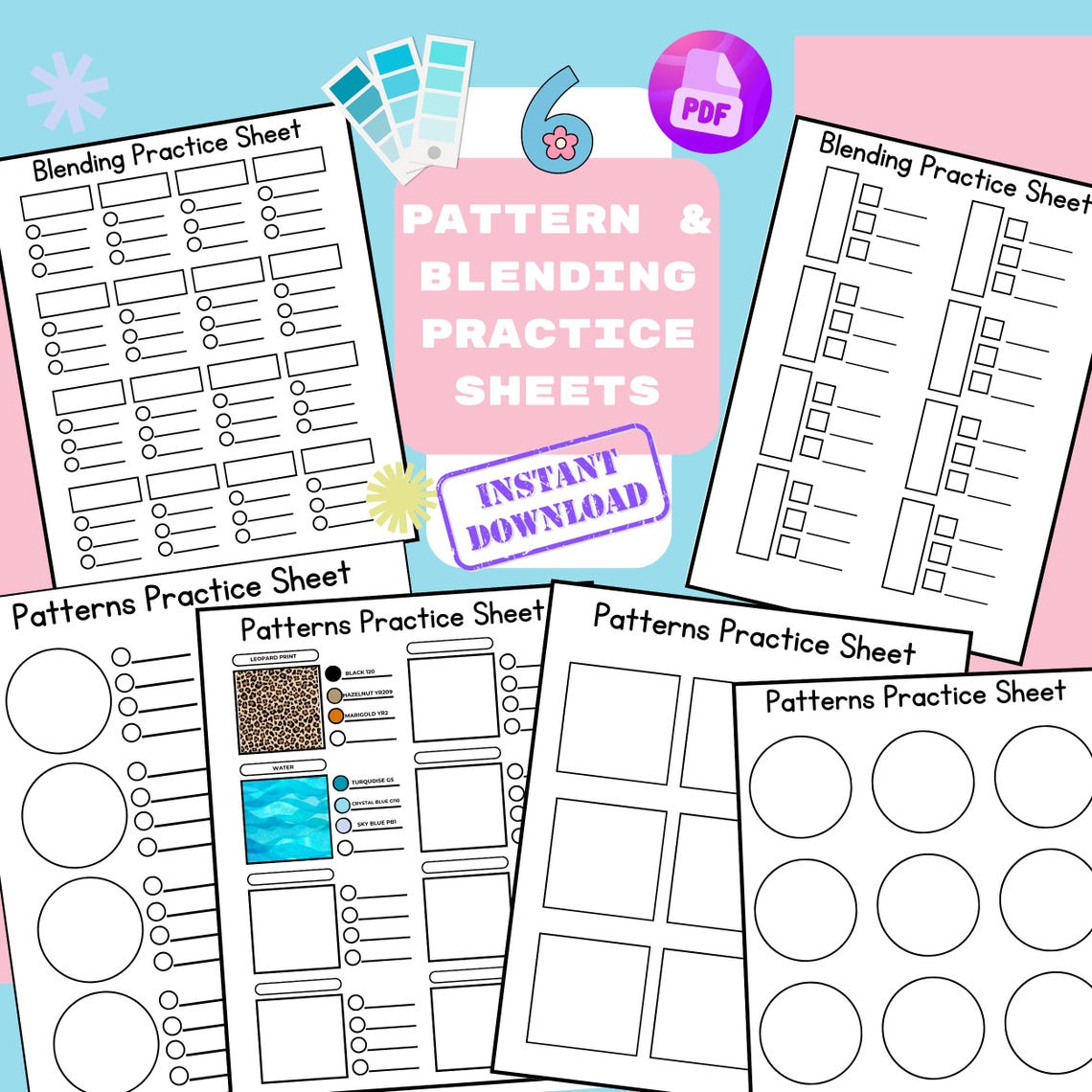 Practice Colors: Blending, Shading & Swatch Charts (PDF Download) - Etsy
