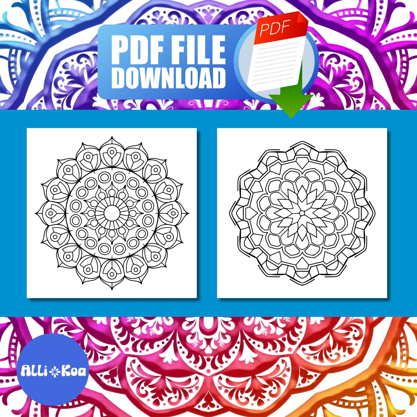 Mandala Coloring Book: 25 Bold and Easy Pages (PDF) - Etsy