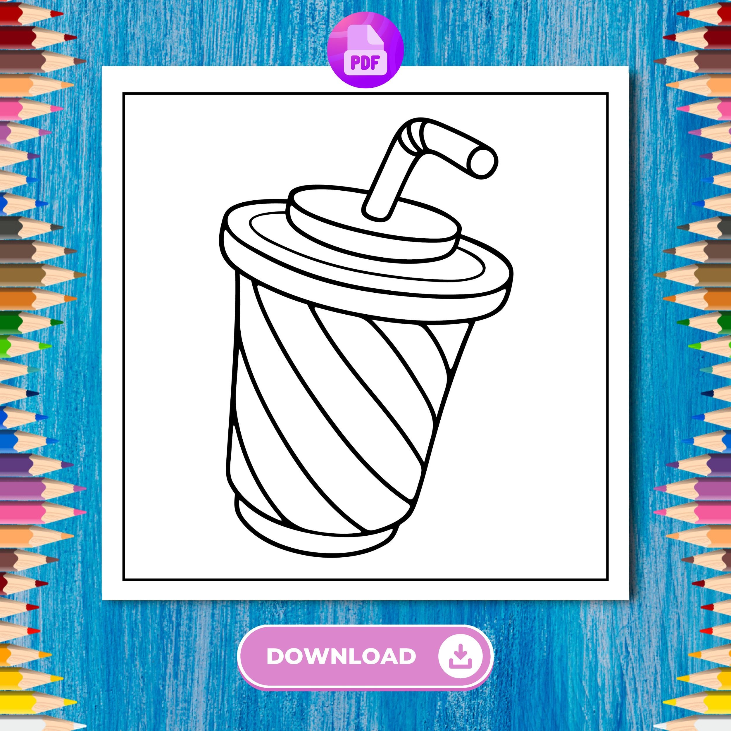 Easy Food Coloring Pages for Kids and Adults, 50 Bold and Easy Coloring ...