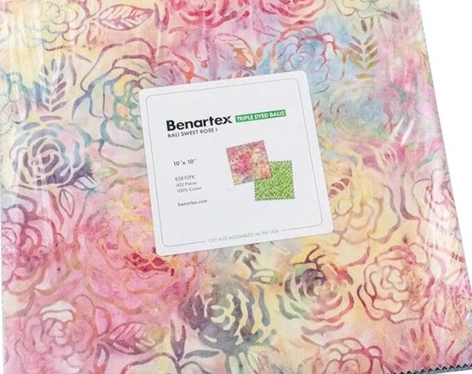 Bali Sweet Rose I Batik 100% Cotton Fabric Layer Cake Pastel Batiks 10 ...