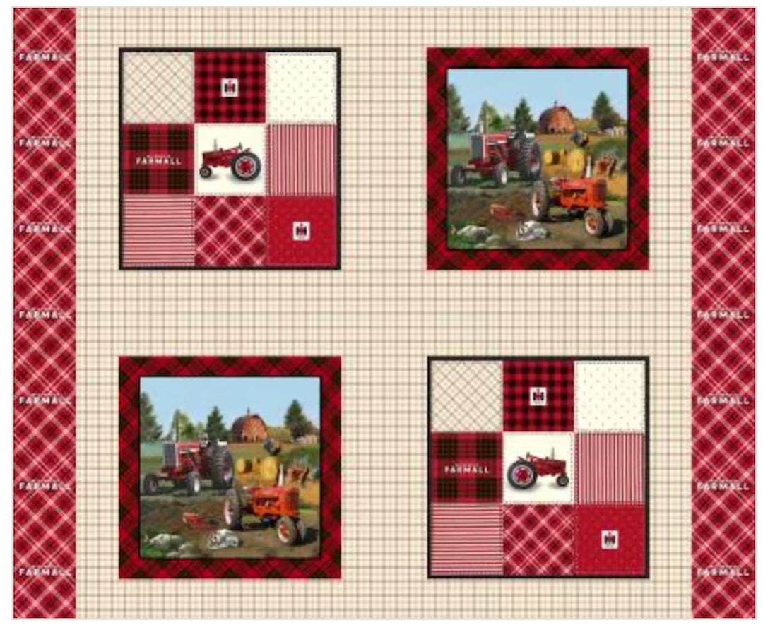 Mccormick Farmall Tractor Pillow Panel Fabric Quilt Panel 36 X 44 Print ...