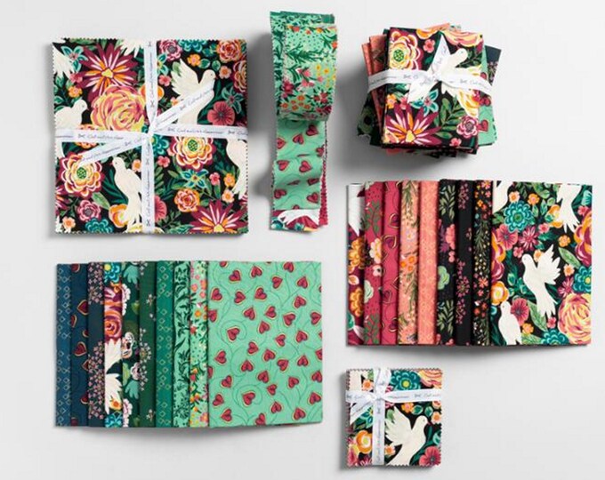 Boundless Nectar Pre Cut Cotton Fabrics Scandianvian Large Floral Dove ...