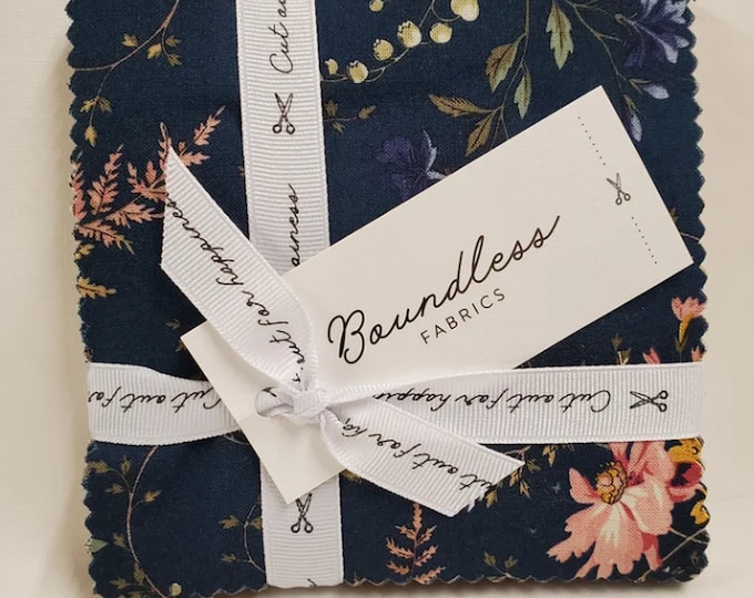 Boundless Blue Plume Floral Pre Cuts 100% Cotton Fabric Stash Builder ...