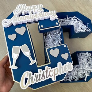 Anniversary Gift Box, Fillable Number Box, Anniversary Letter Box ...