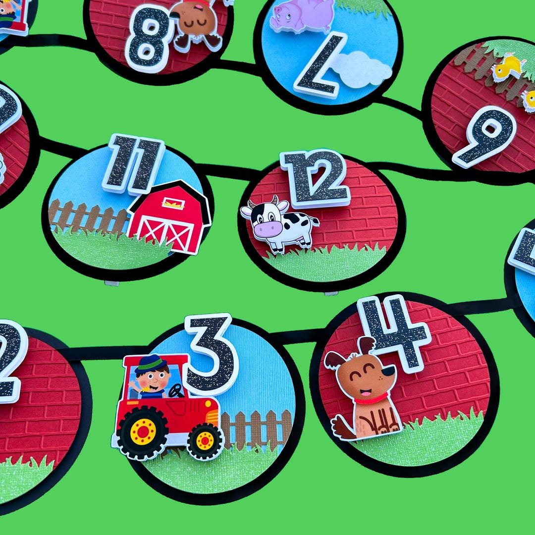 Farm Milestone Banner, Farm Monthly Photo Banner, Farm Birthday Banner ...