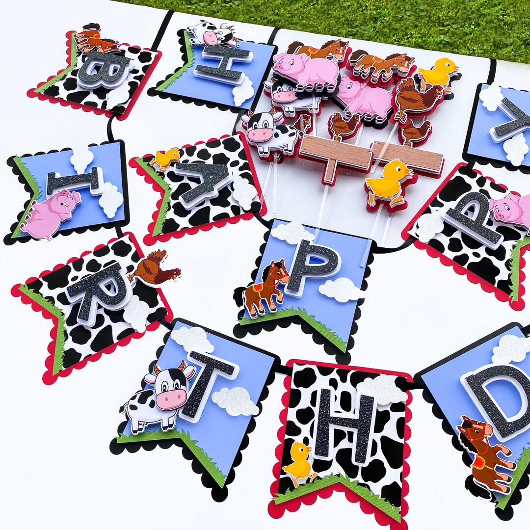 Farm Birthday Banner, Farm Birthday Decoration, Farm Party Decor, Barn ...