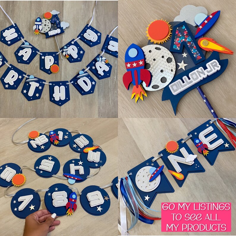 Space Cake Topper Space Birthday Party Outer Space Birthday - Etsy