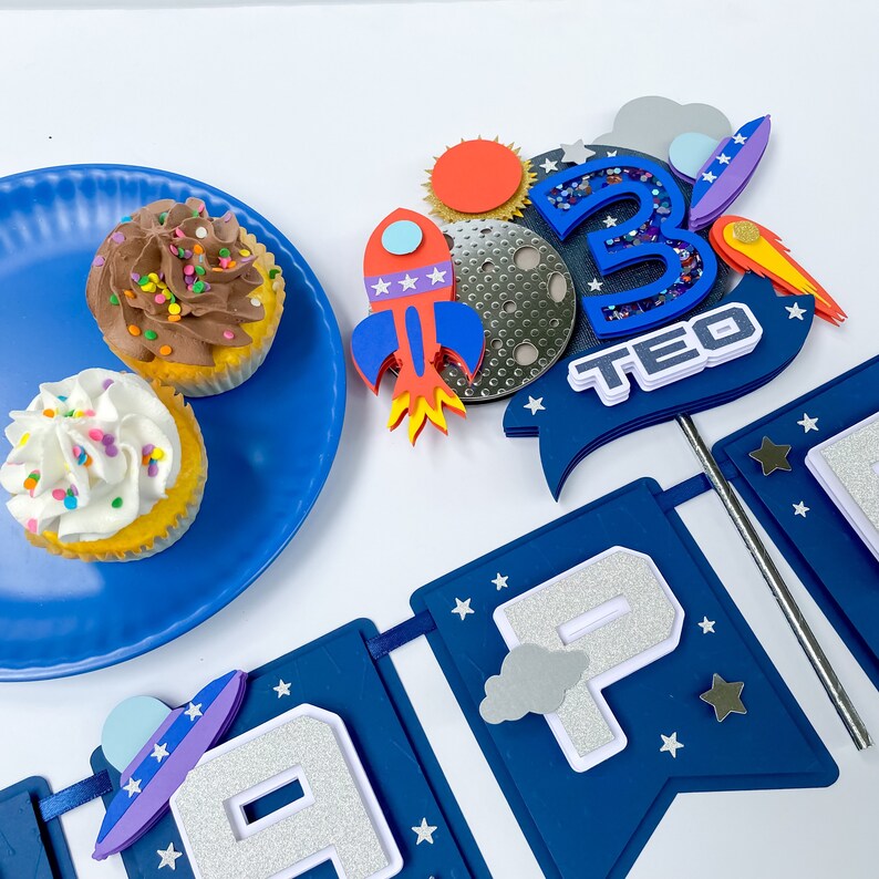 Combo Space Banner, Space Cake Topper, Space Birthday Party, Astronaut ...