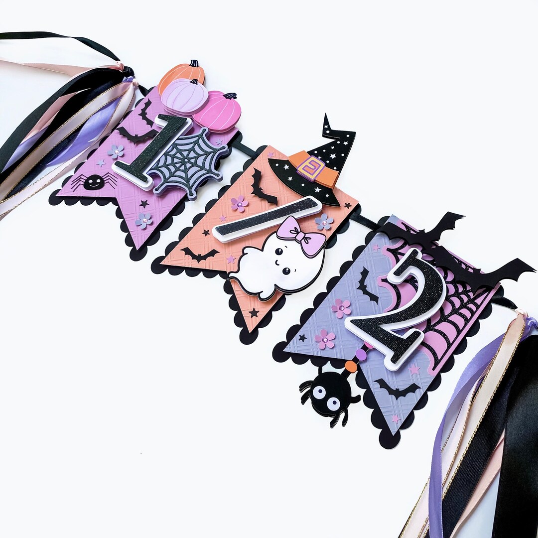 Halloween High Chair Banner, Pink Halloween Banner, Pink Halloween ...