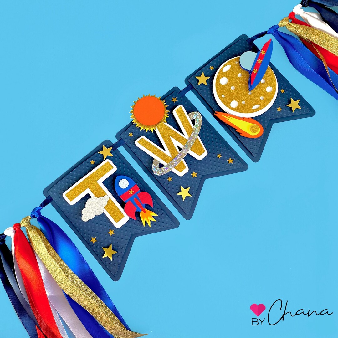 TWO Space Highchair Banner Space Banner Two the Moon Banner - Etsy